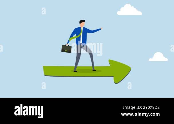 Business moving forward to achieve success, 4k animation of businessman ...