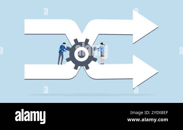 Change management, 4k animation of businessman staff team helps turn ...