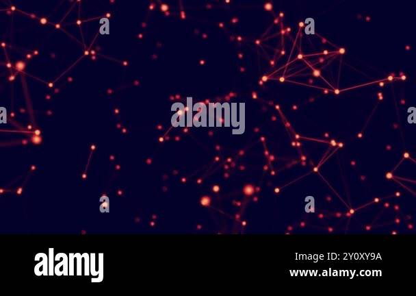 Bright plexus in red colors abstract technological background, technology and development ...