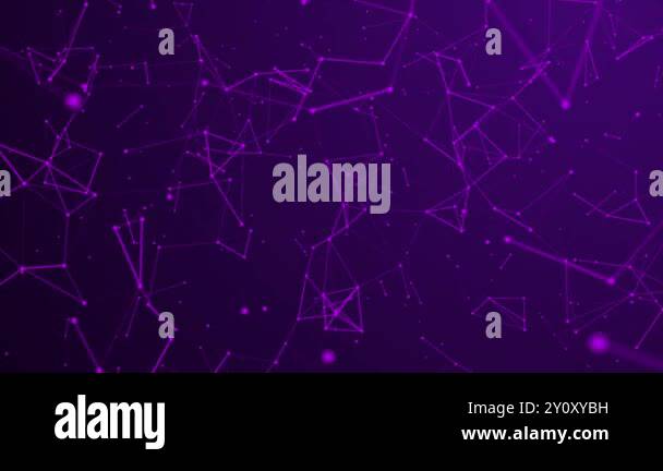 Futuristic background of lines and dots purple plexus, technology and innovation, motion design ...