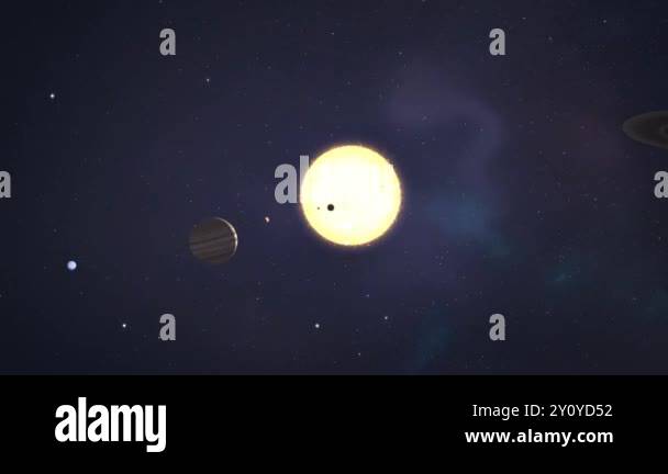 Animation depicting the Sun and planets in space. Realistic animation ...