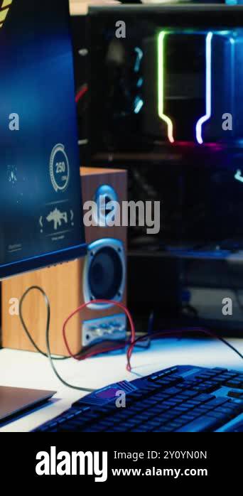 Vertical video RGB lights illuminated fans on gaming computer capable ...