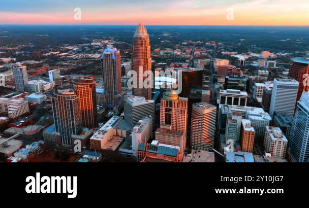 Gorgeous architecture of beautiful metropolis downtown in the pink ...