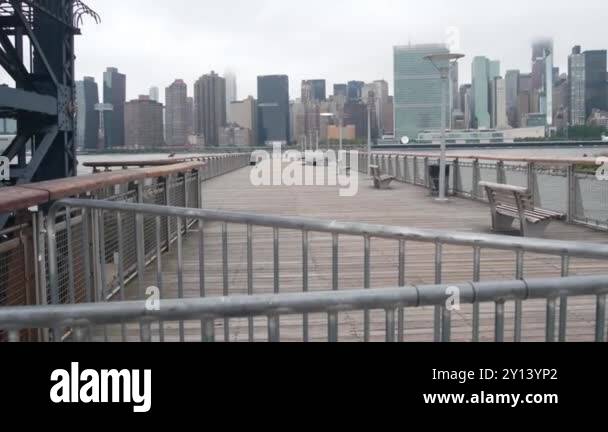 New York City waterfront skyline, Manhattan Midtown buildings ...