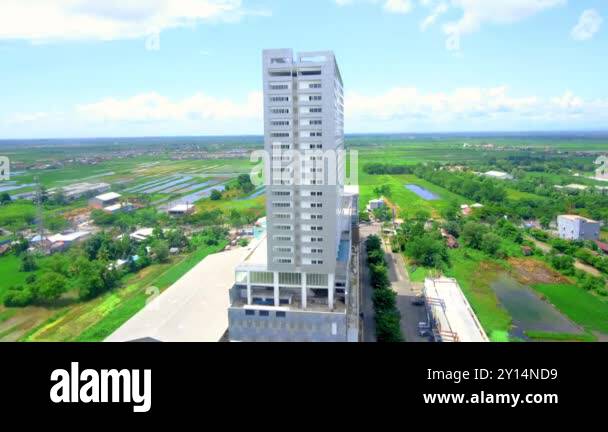 Footage captured from a high-rise building, showcasing towering ...