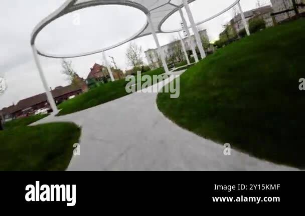This video showcases a modern city park with a unique and contemporary ...