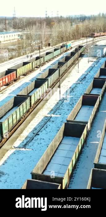 Railway station of freight trains. Cargo train platform with freight ...