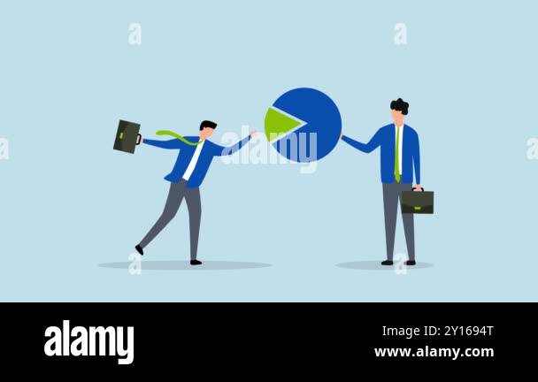 Company shareholder, 4k animation of businessman people holding part of ...