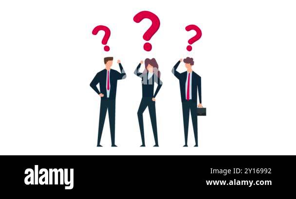 4k animation of Confused business team finding solution to solve ...