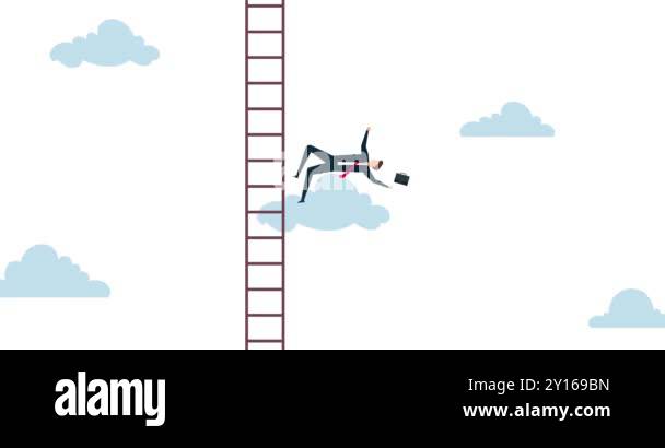 4k animation of Business failure, aspiration businessman falling from ...