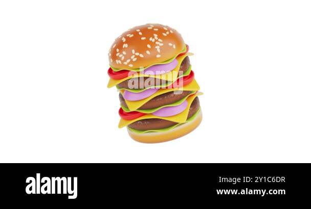 4k Resolution Video: Cartoon Premium Delicious Big Burger Icon Seamless ...