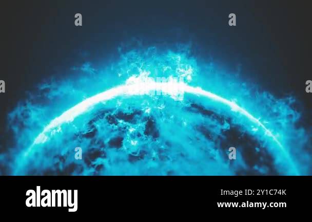 Plasma Sun Background With Burning Flames/ Animation of a blue plasma ...