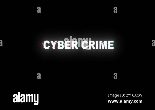 CYBER CRIME glitch notification. Looped cybercrime concept hacking ...