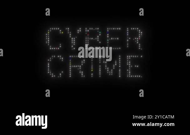 Cyber Crime Text Made From Symbols With Technology Glitch Effect Looped Hacking Animation