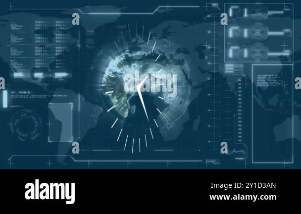 World Map With Data Charts And Radar Animation Over Digital Interface Technology Analytics