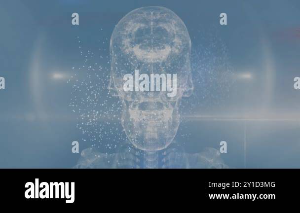 Animating DNA strand over transparent human skull and spine. Genetics ...