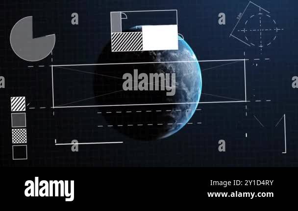 Rotating Earth with geometric shapes and measurements animation ...