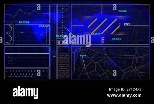 Digital Data Analysis And Coordinates Tracking Animation Over World Map And Charts Technology
