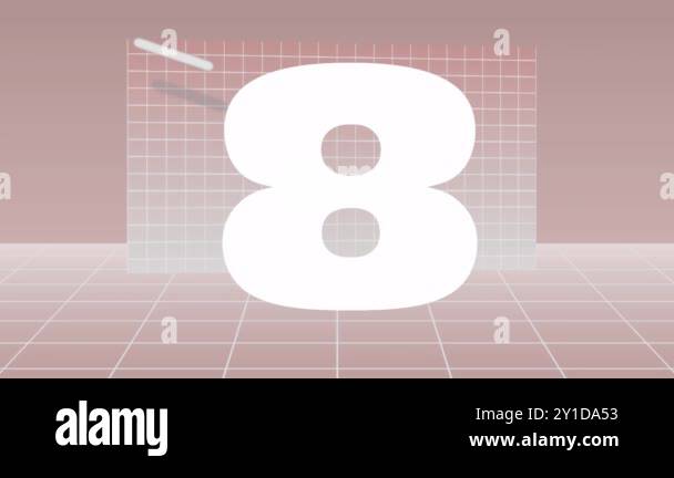 Countdown animation with number five over grid background. numbers ...
