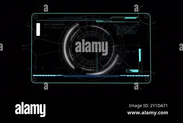 Futuristic scanning interface animation with circular HUD elements and data readouts. Technology ...