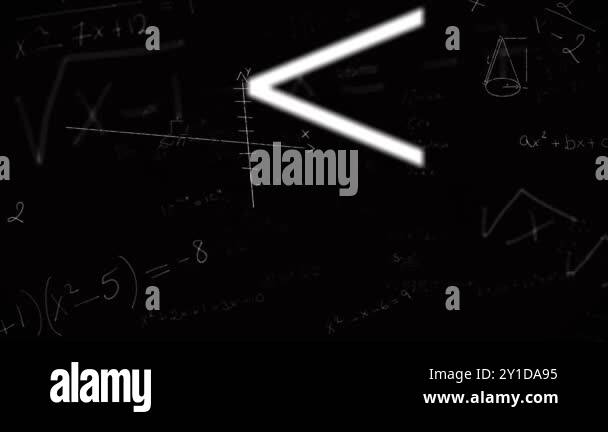 Animating mathematical equations and symbols on black background ...