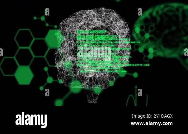 Animating brain structure and neural network over green molecular ... Animating brain structure and neural network over green molecular ...