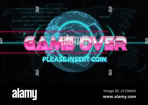 Game Over Text Animation Over Digital Globe With Code And Graphs 1619