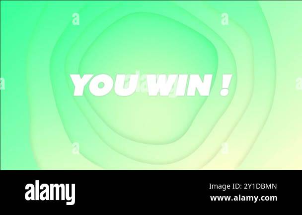 You win text animation over green gradient background with layered ...