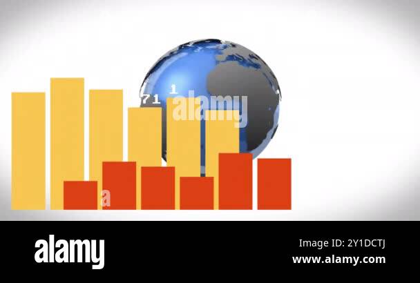 Bar Chart Showing Numerical Data On Rotating Globe Animation