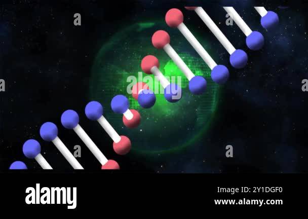 Animating DNA strand over rotating Earth in space. Science, animation ...