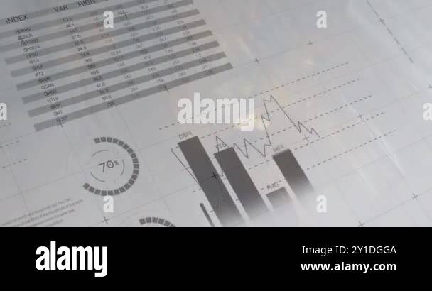 Graphs and charts with percentages and data points animation over ...