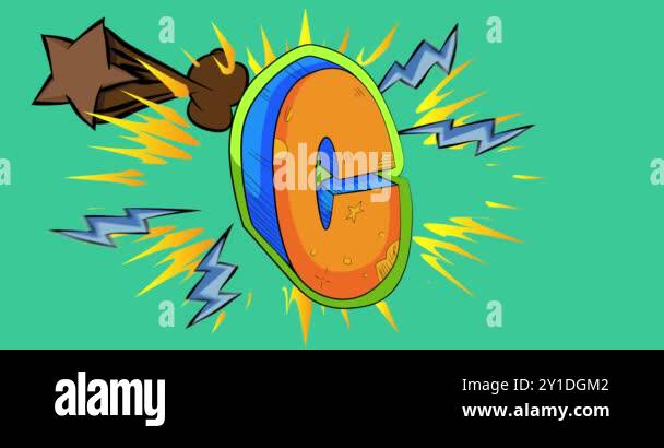 Cartoon Letter C, comic book Typescript video. Retro comics pop art ...