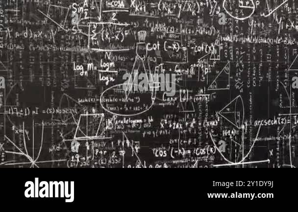 Animating mathematical equations and graphs over blackboard background ...