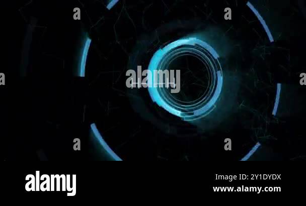 Rotating blue digital interface with binary code and circular patterns ... Rotating blue digital interface with binary code and circular patterns ...