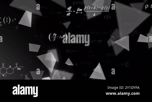 Mathematical Equations And Geometric Shapes Animation Over Black