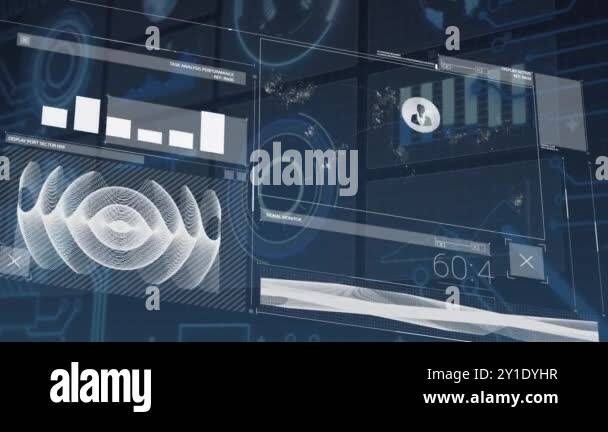 Data Analysis And Performance Metrics Animation Over Futuristic