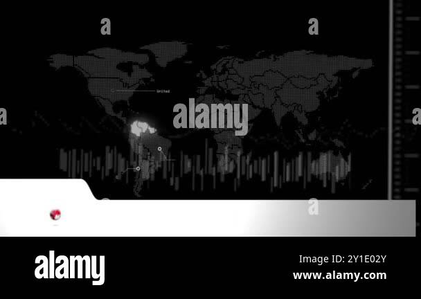 World map and data charts over news broadcast animation. Global ...
