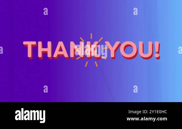 THANK YOU! text animation over purple and blue background with neon ...
