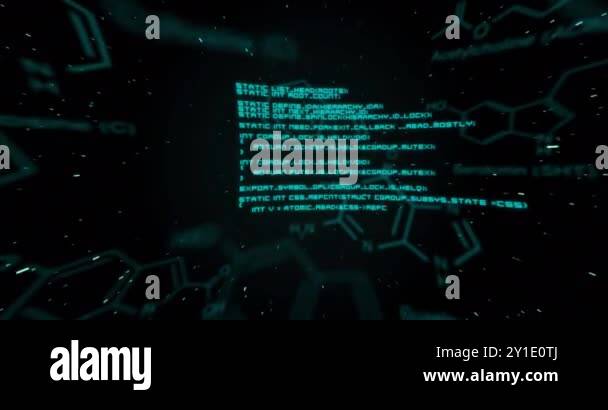 Chemical Structures And Molecular Formulas Animation Over Dark Background With Floating