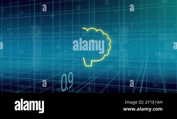 AI brain animation over digital data and chat bubbles. Artificial ...