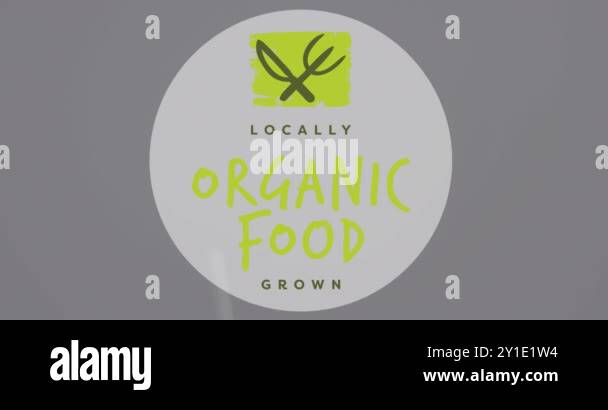 Locally organic food grown text animation over meal with fries and ...