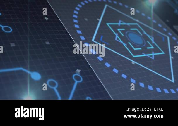 Animating futuristic interface with geometric shapes and circuit ...