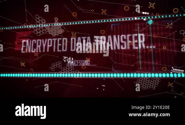 Processing Data Animation With Geometric Shapes And Lines On Red