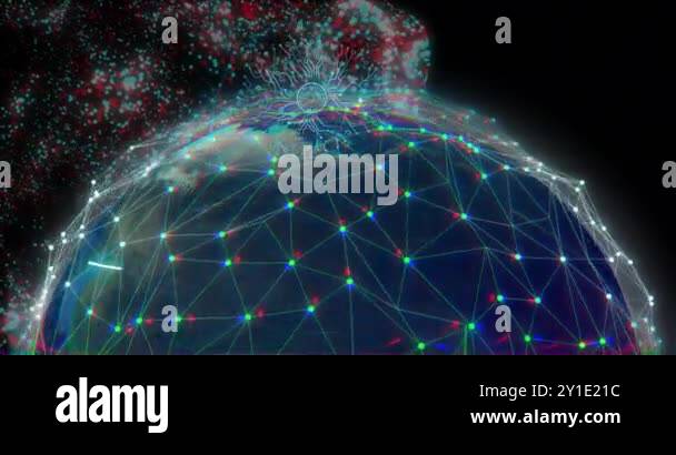 AI brain and neural network connections animation over digital ...