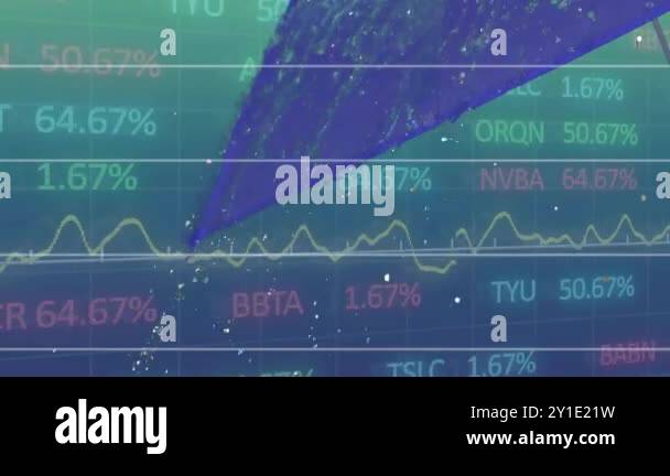 Stock market data with fluctuating graphs and water splash animation ...
