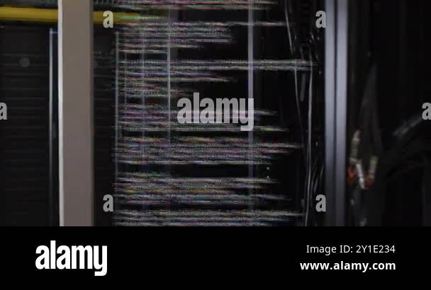 Computer Code Animation Over Server Racks In Data Center Technology Server Room Coding