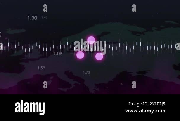 Data Points And Numerical Values Animation Over Map Of Europe Mapping Data Visualization