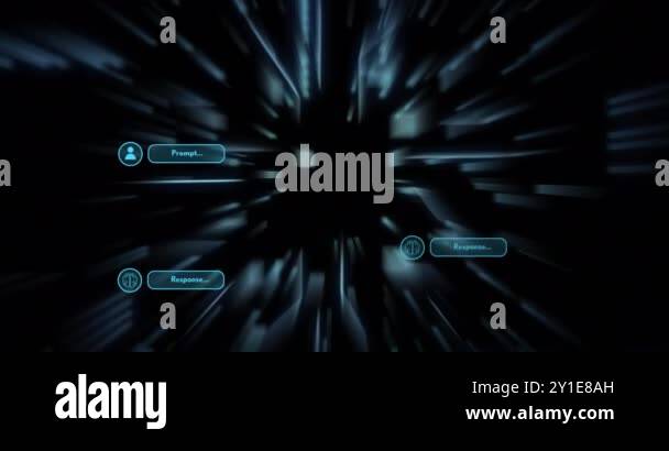 Digital interface with Response and Prompt text, futuristic data ...
