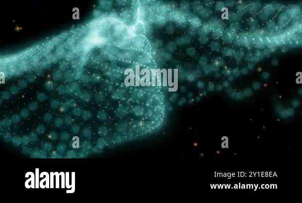 Glowing particles forming nebula-like shape in space animation. Outer ...