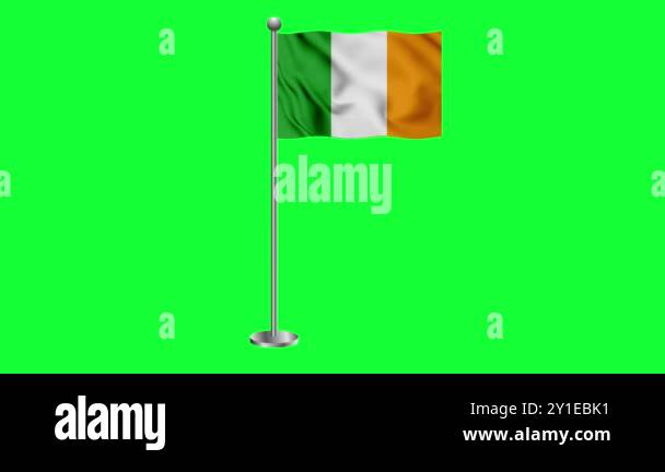 Ireland colorful flag waving 3d rendered animation green screen 4k ...